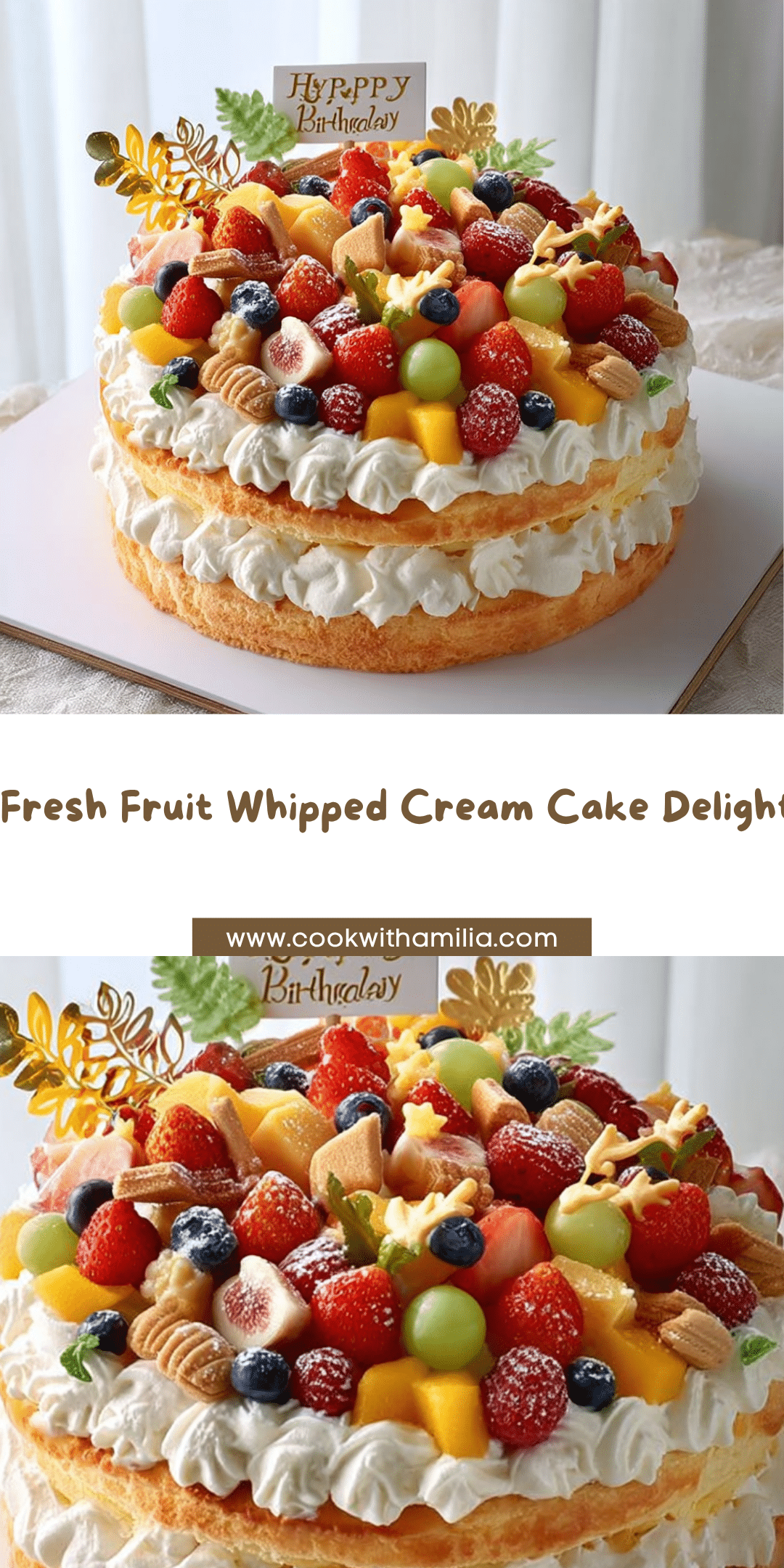 Fresh Fruit Whipped Cream Cake Delight | Recipe